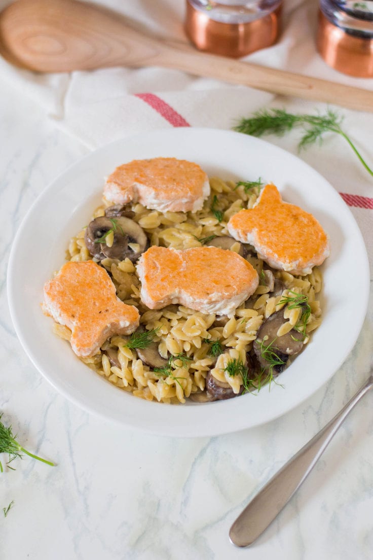Creamy Orzo with Fried Salmon - Easy Recipe Depot